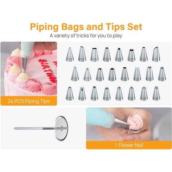 Kitchen | 32piece Piping Bags And Tips Set With 24 Icing Piping Tips ...
